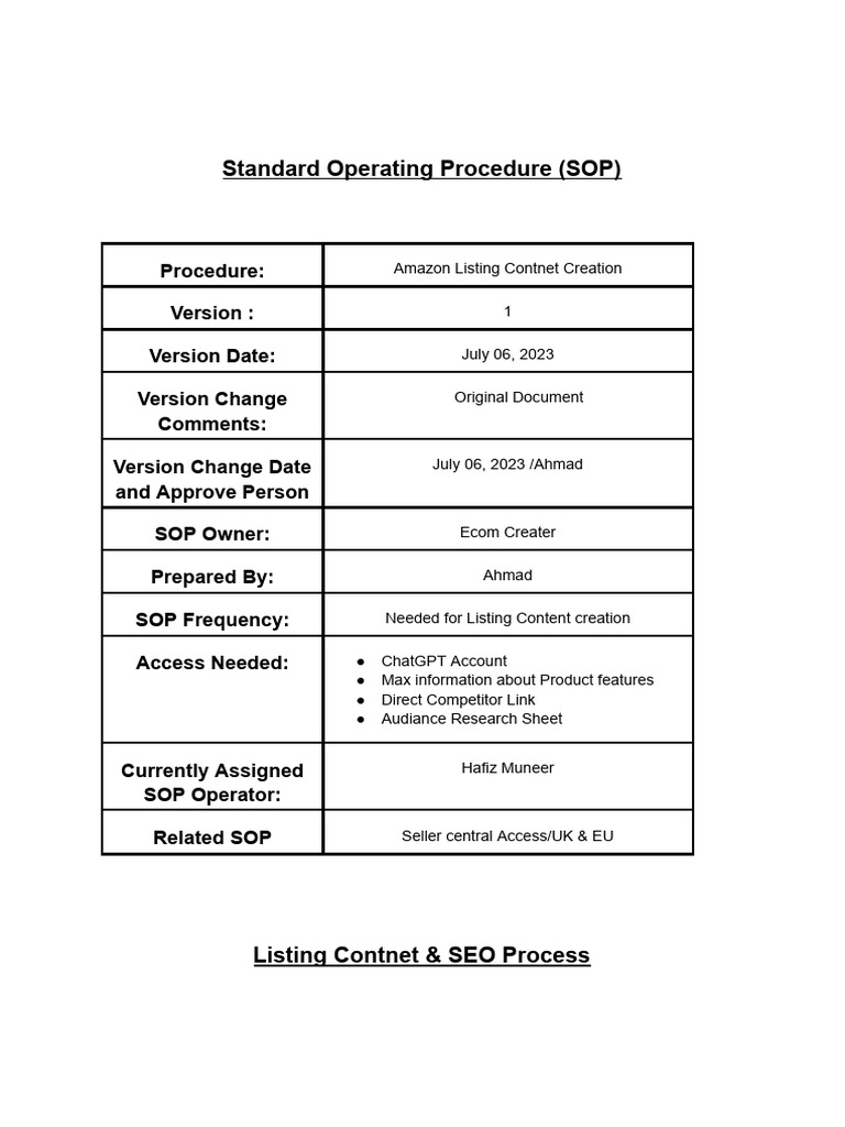 SOP-02 Listing Content Creation Process Via ChatGPT | PDF | Information Science | Computing