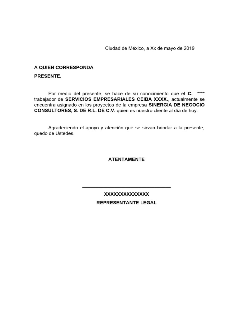 Machote Carta para Beneficios | PDF | Derecho