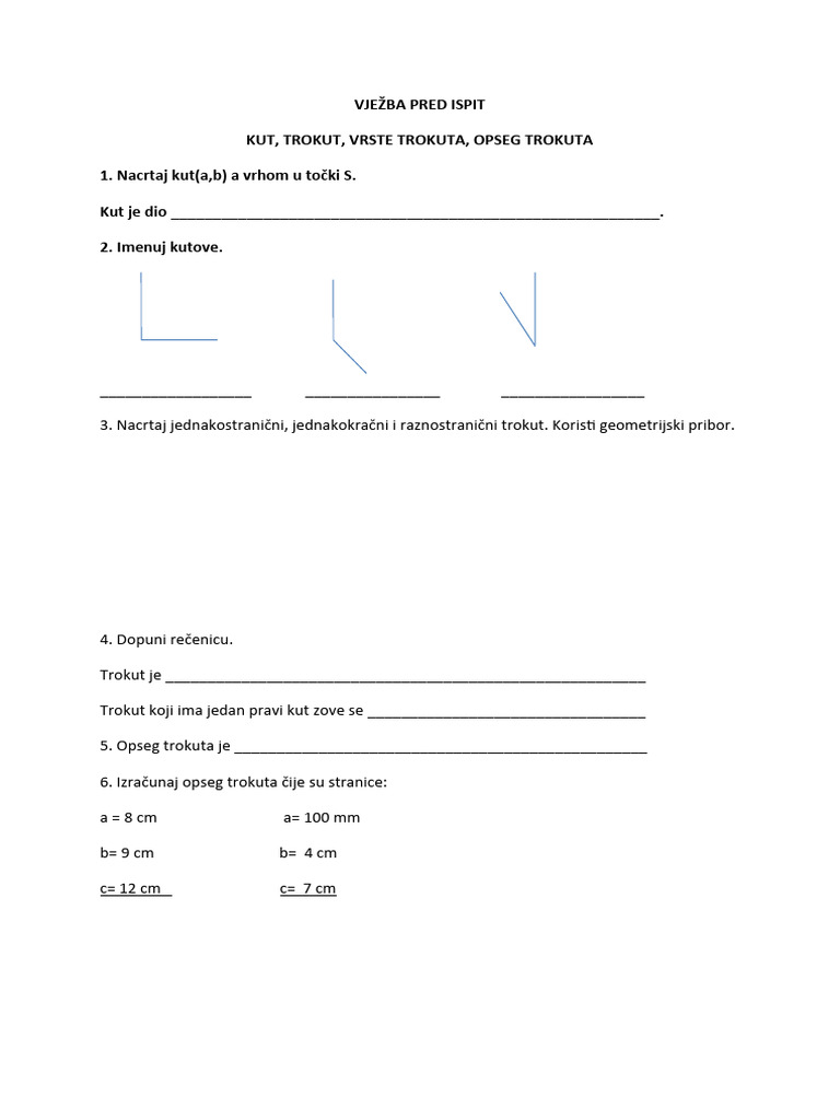 Vj. Pred Ispit Opseg Trokuta | PDF