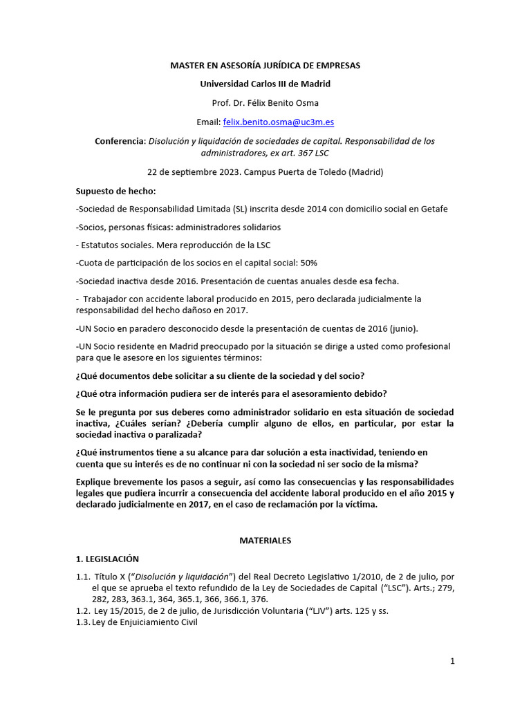 Preguntas y Lecturas 2023 | PDF | Sociedad de responsabilidad limitada | Sentencia (ley)