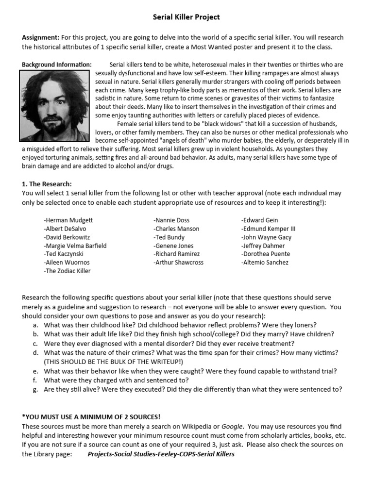 Serial Killer Project Take 1+ | Download Free PDF | Serial Killer | Behavioural Sciences