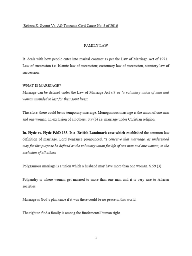 Family Law Statutory Notes Lect 1 Pdf Marriage Wife