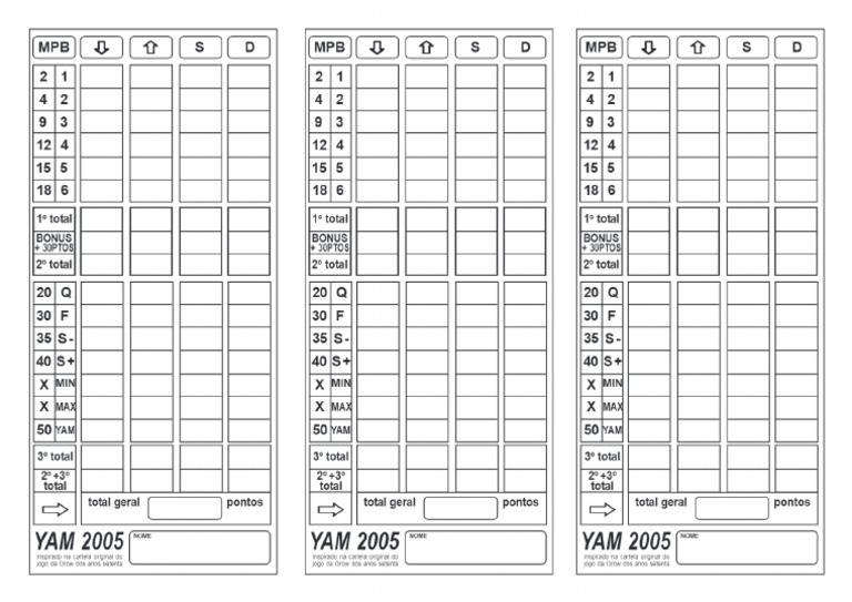 Yam Cartela PDF | PDF