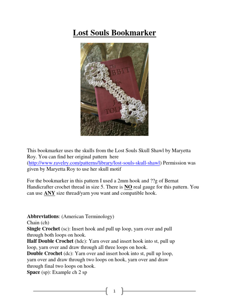 Lost Souls Bookmarker | PDF | Crochet | Textiles