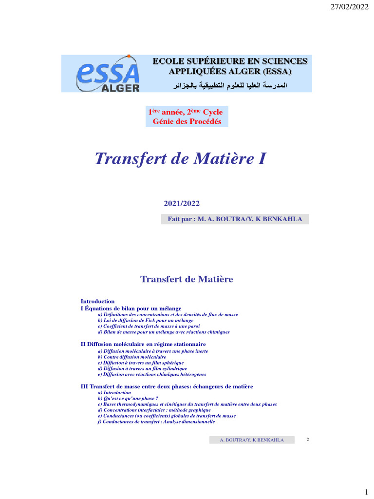 Chapitre b1 (Partie1) TM I ESSA 2022 | PDF