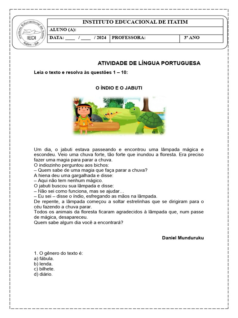 O Índio e o Jabuti | PDF