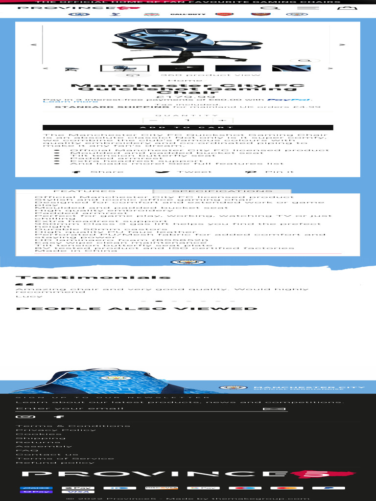 Manchester City FC Quickshot Gaming Chair - Province5 | PDF