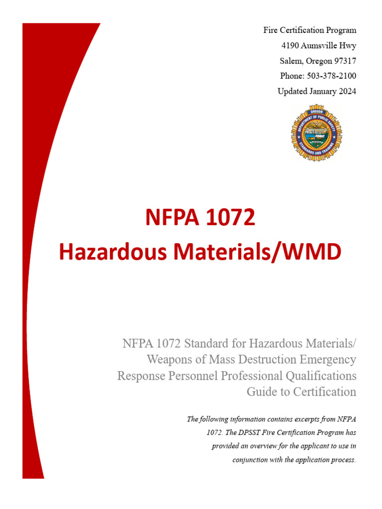 NFPA 1072 HazMat Certification Guide | PDF | Firefighter | Dangerous Goods