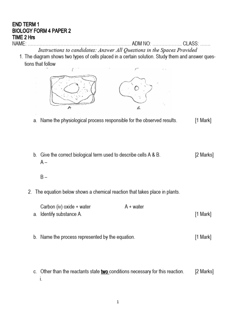 BIOLOGY-FORM-4-PP2 | PDF
