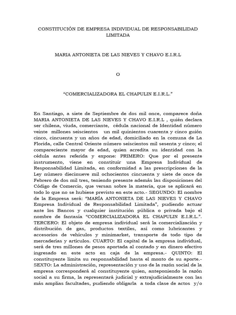 Modelo Eirl de La Web | PDF | Derecho