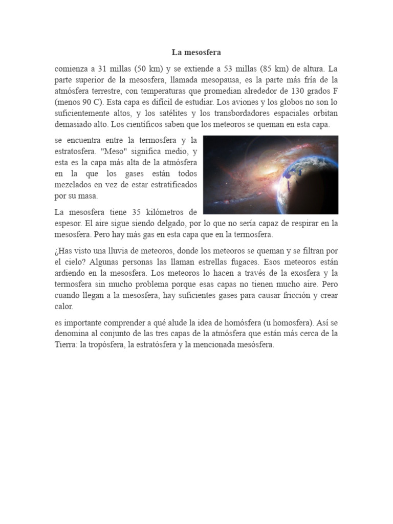 Resumen Mesosfera | PDF