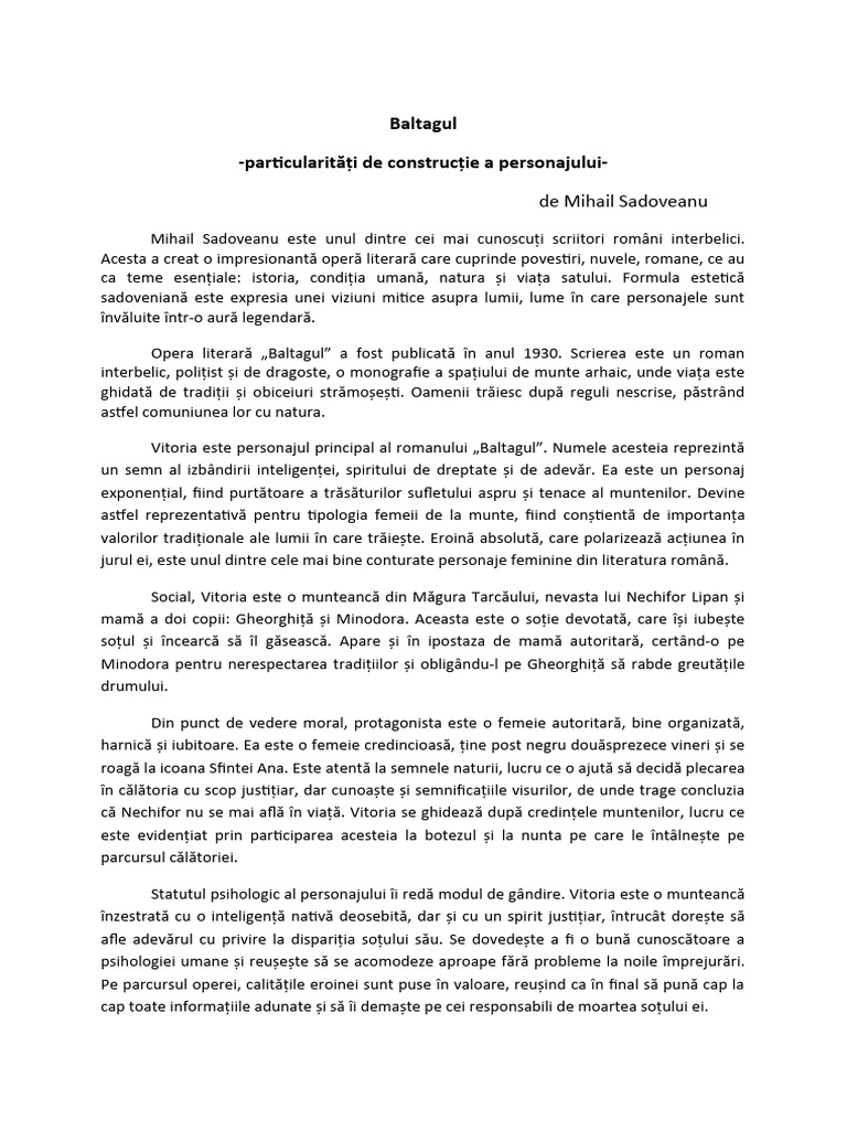 Baltagul - Personaj | PDF | Clásicos | Ficción general