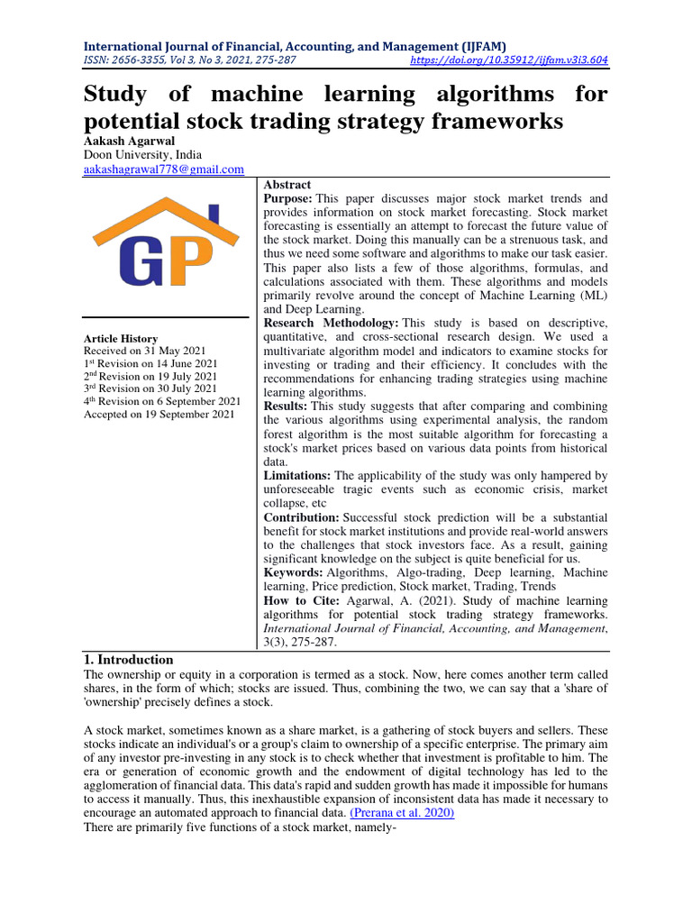 Study of Machine Learning Algorithms For Ee57d090 | PDF | Support Vector Machine | Machine Learning