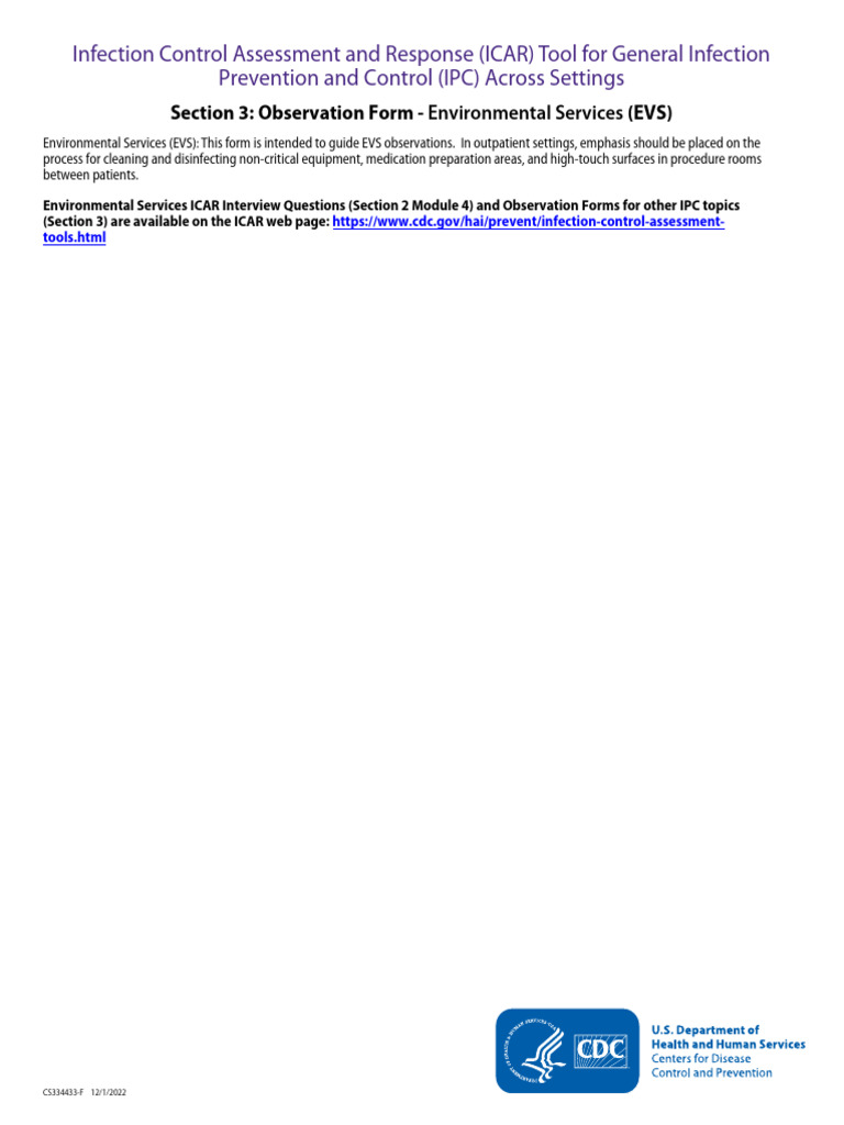 Ipc Obs Form Evs | PDF | Hygiene | Health Care