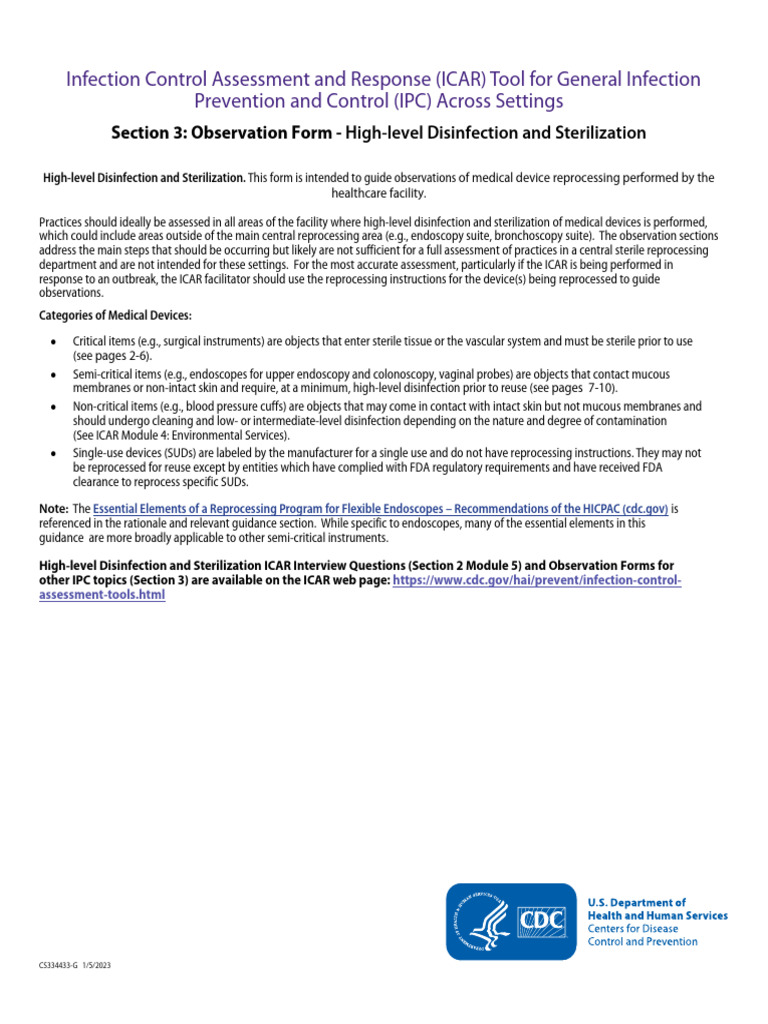 Ipc Obs Form Disinfect | PDF