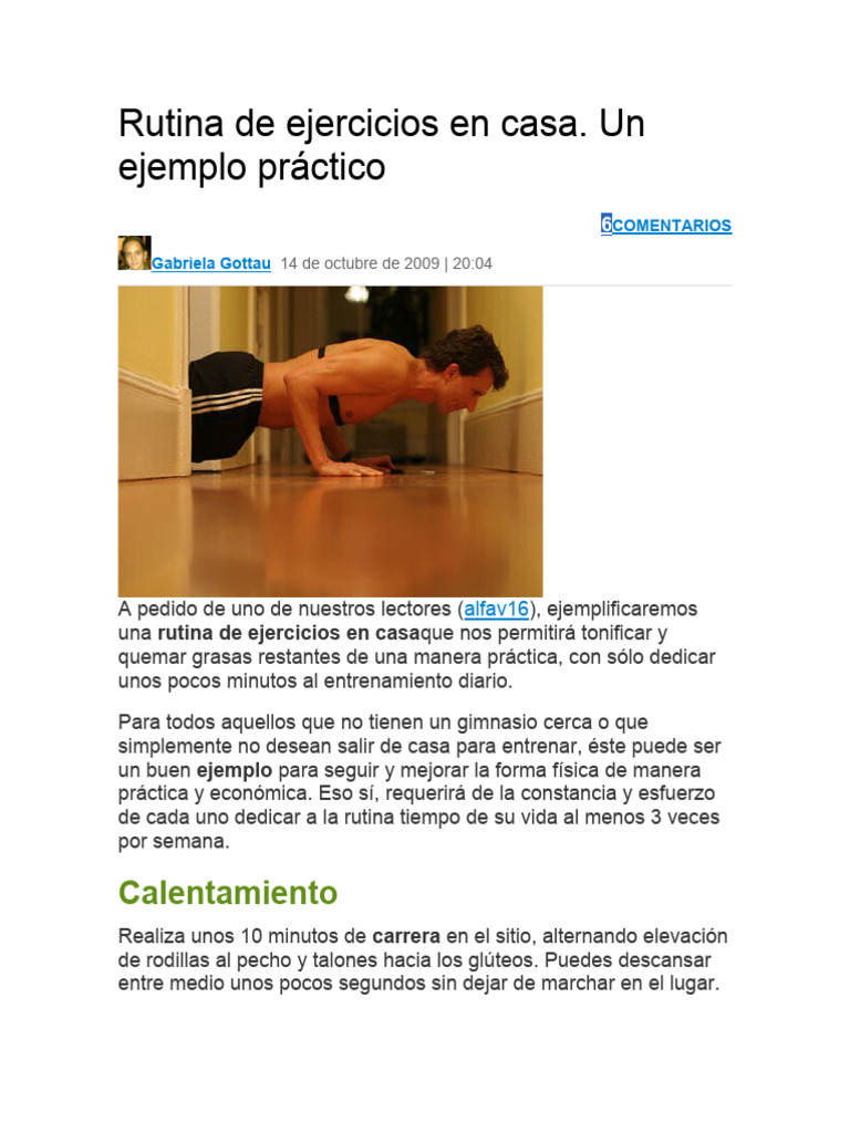Rutina de Ejercicios en Casa | PDF | Ejercicio físico