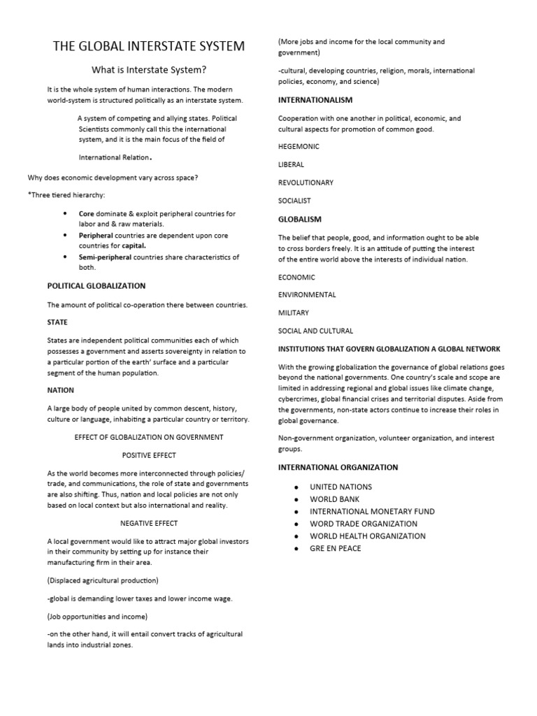 The Global Interstate System | PDF