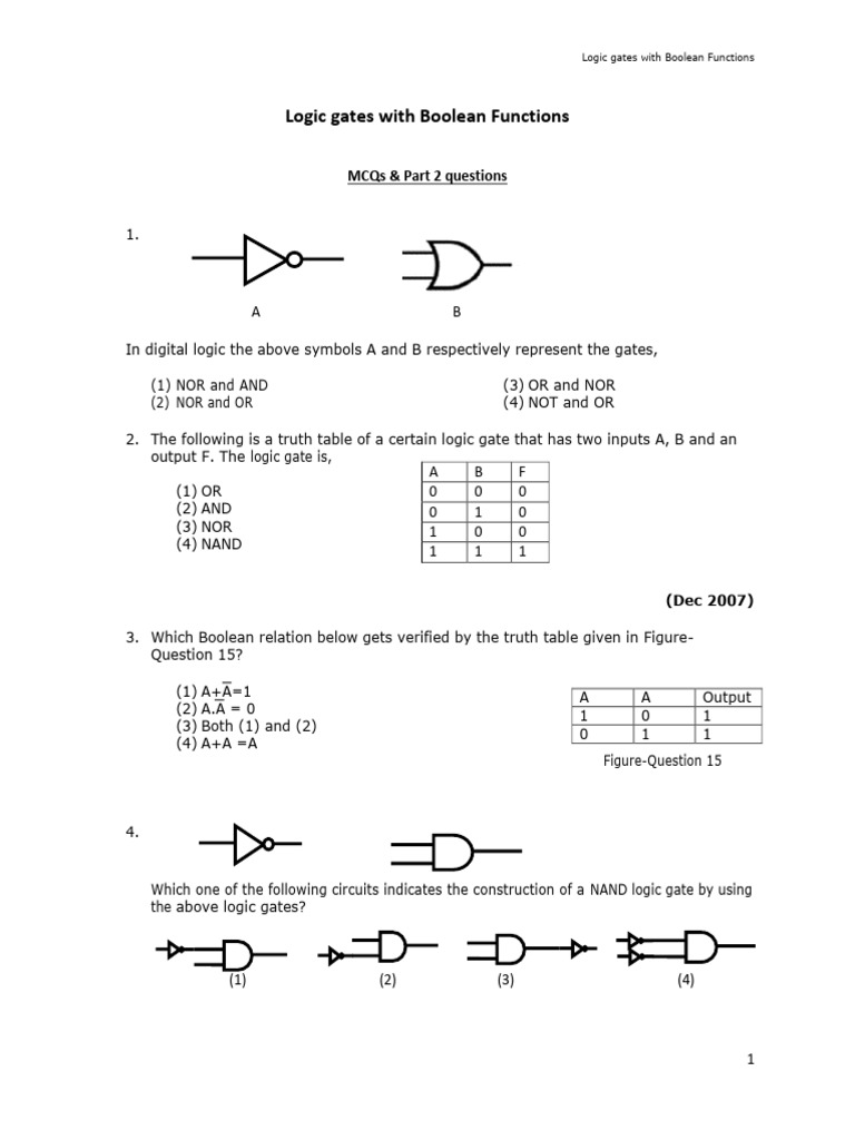 Logic Gates And Use Of Boolean Algebra Pdf Logic Gate Boolean Algebra