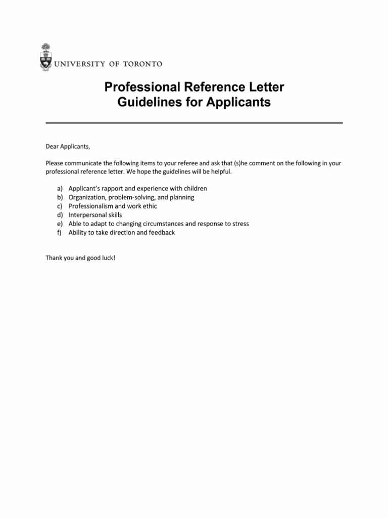 Professional Reference Letter Guidelines | PDF