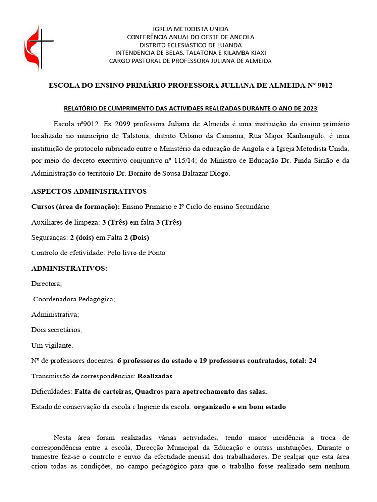 Relatório para Junta 2024 | PDF | Pedagogia | Escolas