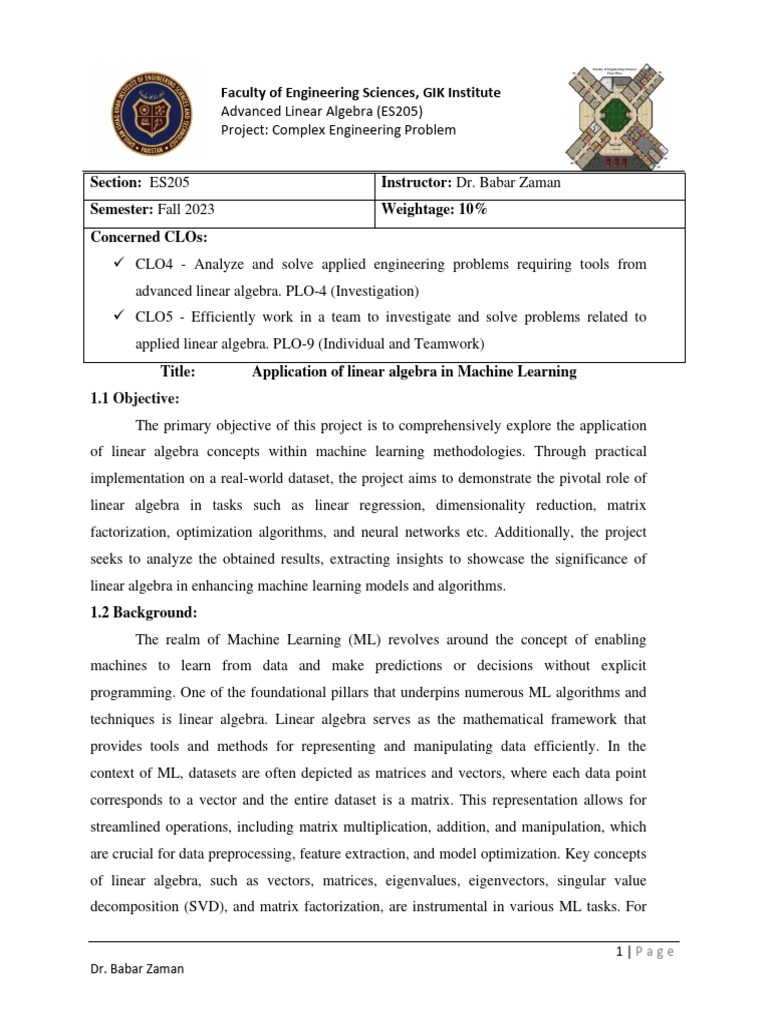 Complex Engineering Problem-ES205-Fa2023 | PDF | Machine Learning | Principal Component Analysis