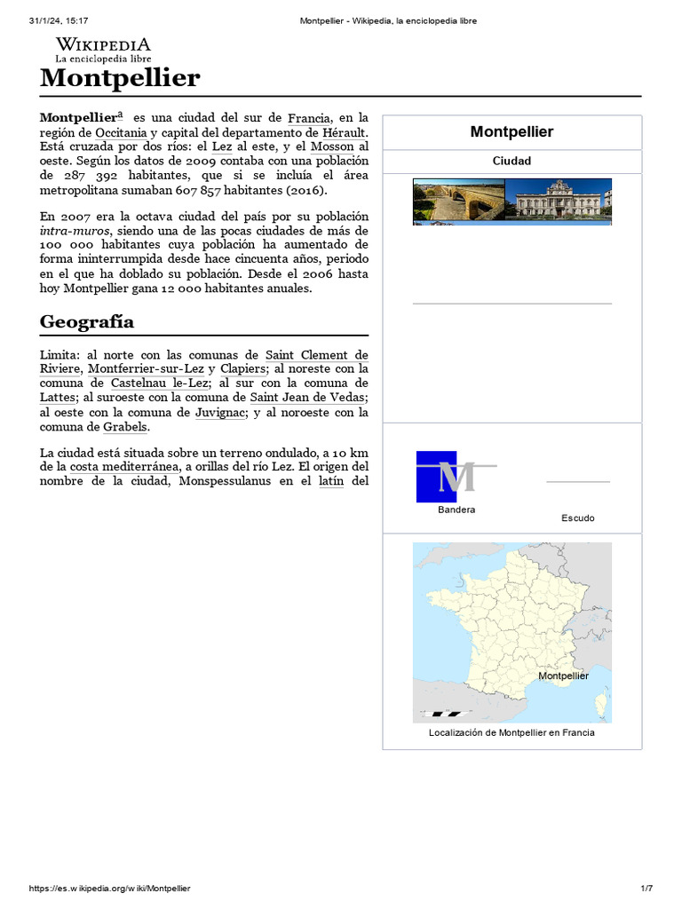 Montpellier - Wikipedia, La Enciclopedia Libre | PDF