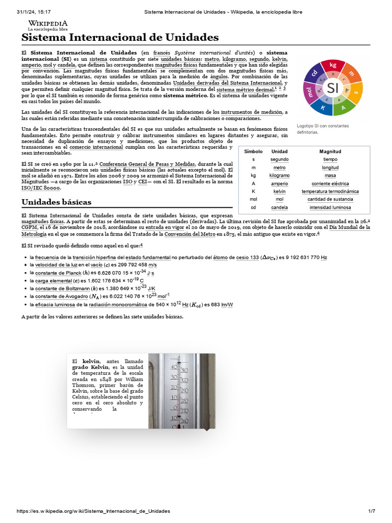 Sistema Internacional de Unidades - Wikipedia, La Enciclopedia Libre | PDF | Sistema ...