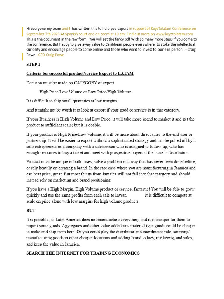 Criteria For Sucessful Product Service - Export Craig Powe | PDF ...