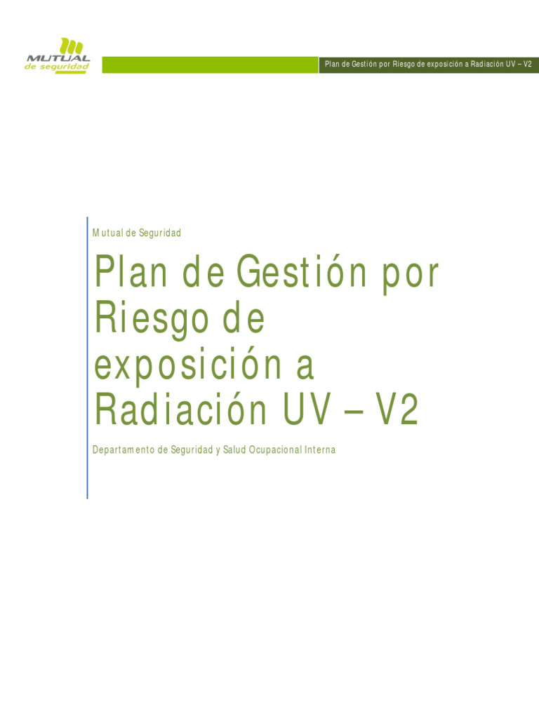 Ssoi-V002-Plan de Gestion Por Exposicion A Radiacion Uv | PDF