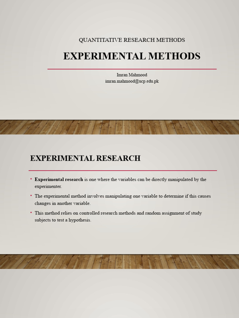 10- Experimental Methods | PDF | Experiment | Statistics