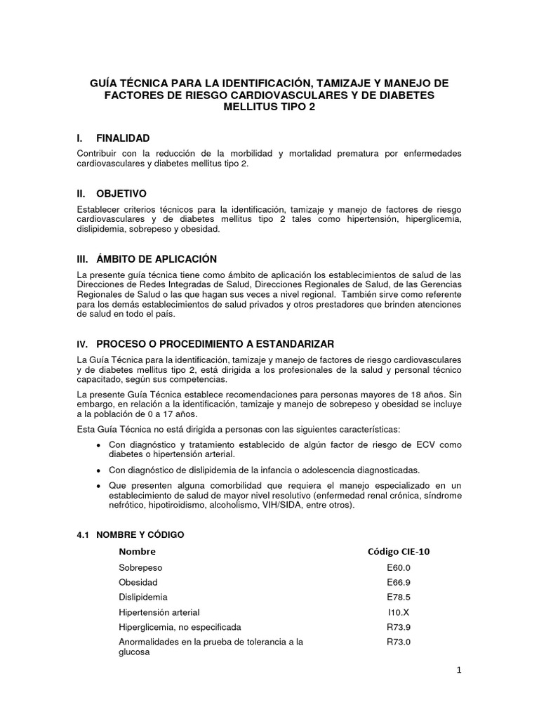 RM 1120-2017-MINSA - Guia Identif. Tamizaje y Manejo FR CV y DM | PDF | Obesidad | Hipertensión