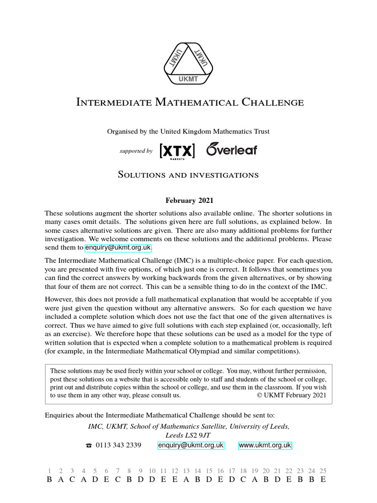 UKMT | PDF | Science | Mathematics