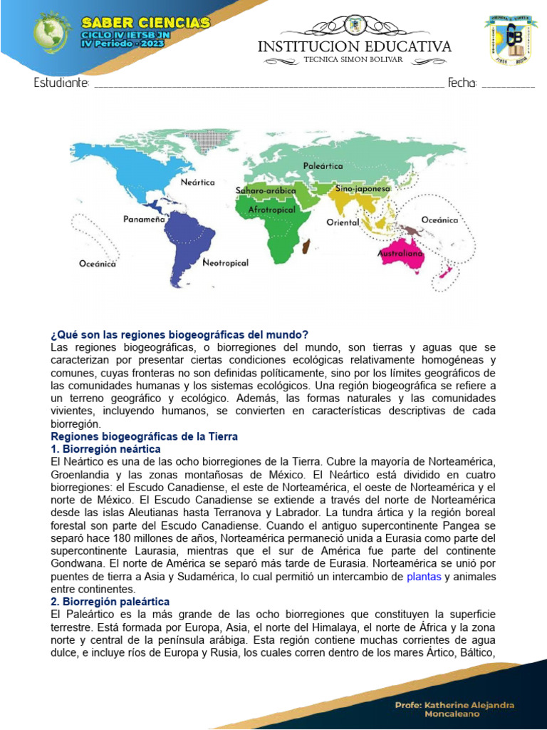 Taller Ciclo IV 4 Periodo Qué Son Las Regiones Biogeográficas Del Mundo ...