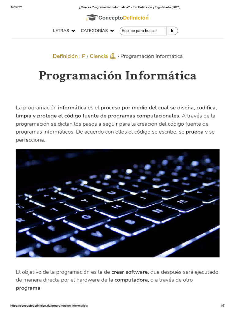 ¿Qué Es Programación Informática - Su Definición y Significado (2021) | PDF | Programación de ...