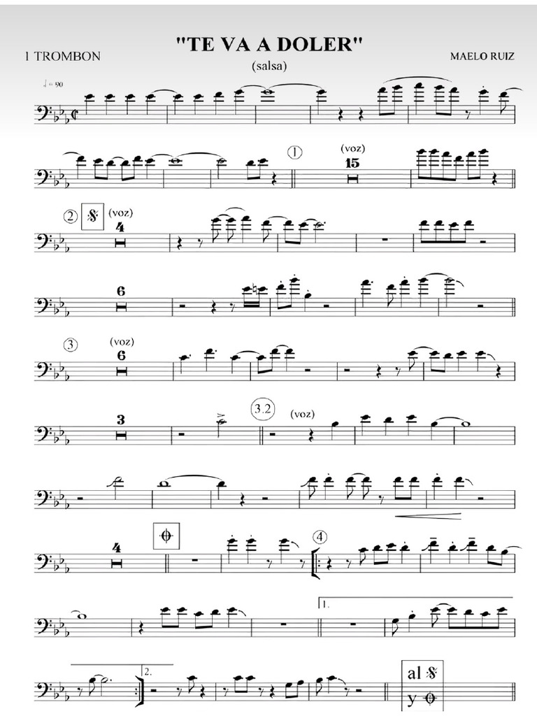Te Va A Doler Trombón 1 y 2 | PDF