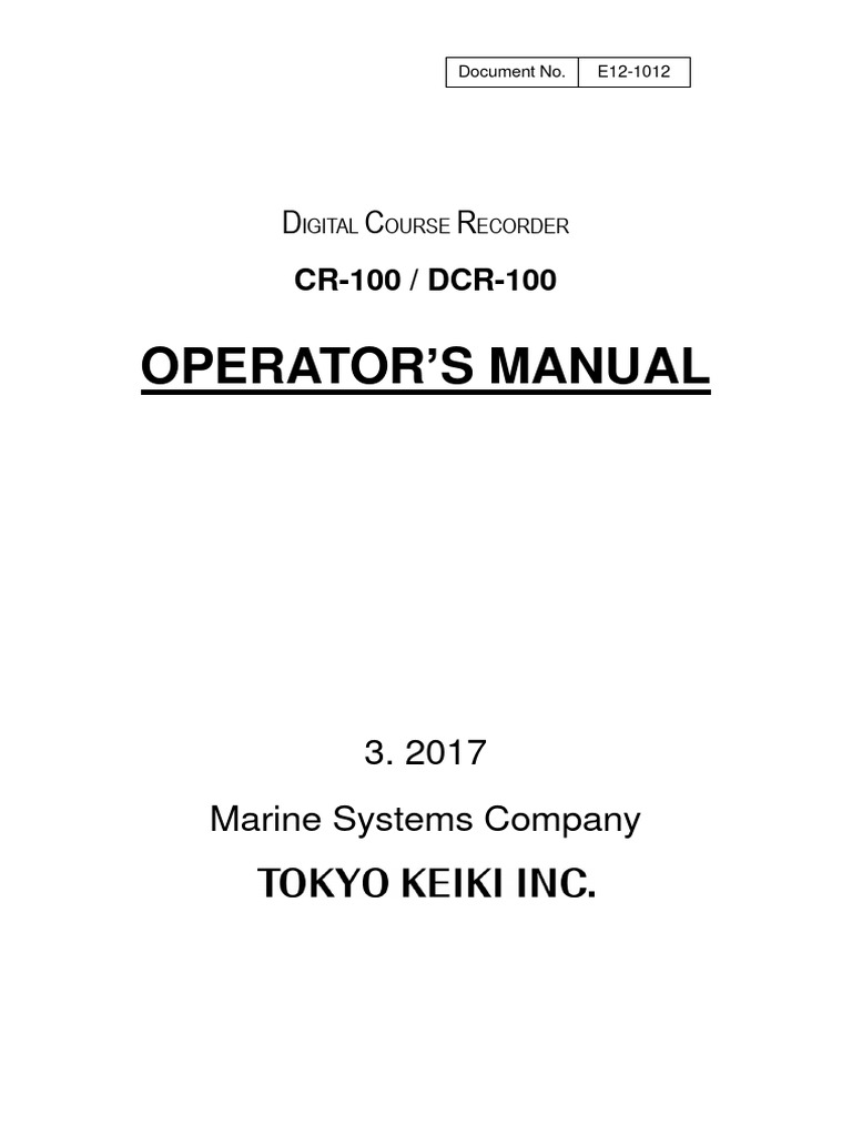 CR-100 - DCR-100 E12-1012 | PDF | Electrical Engineering | Manufactured Goods
