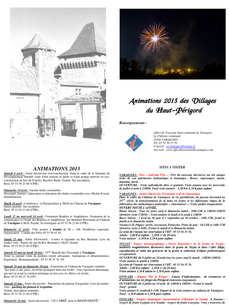 Brochure Animations CCVHP 2013 Pour Envoi Par Mail | PDF