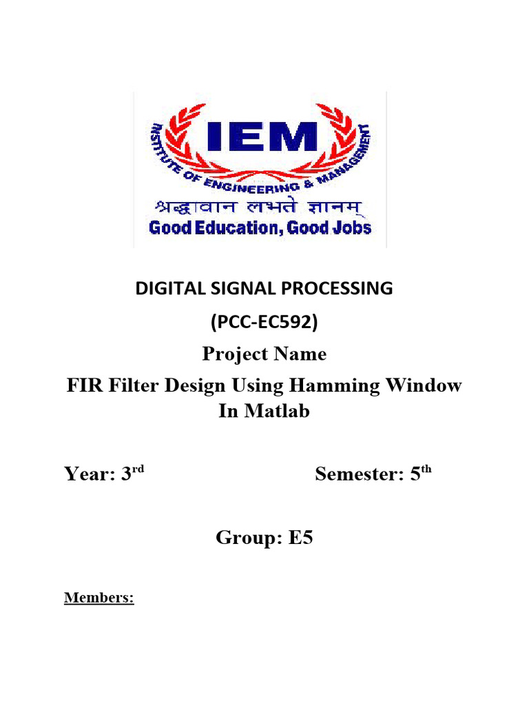 FIR Filter Project Report | PDF | Filter (Signal Processing) | Digital Signal Processing