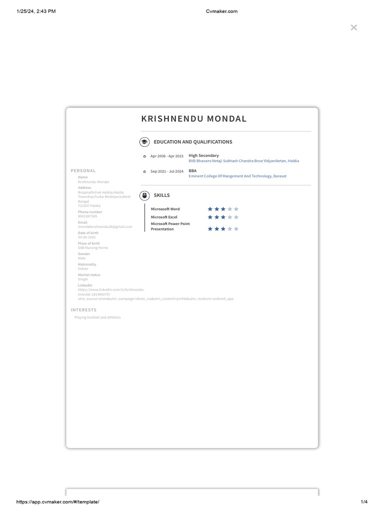 Select Template: Krishnendu Mondal | PDF | Résumé | Computing