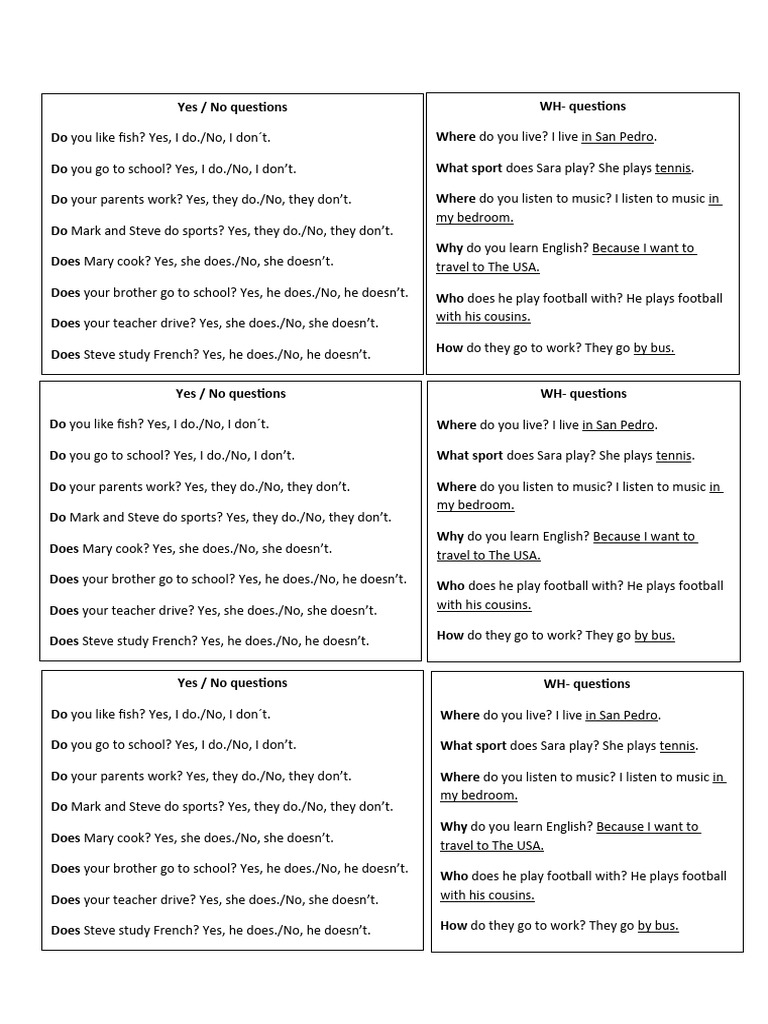 Present Simple Questions Rules | PDF