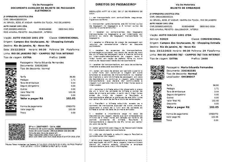 Bilhete OUCBSDDP | PDF