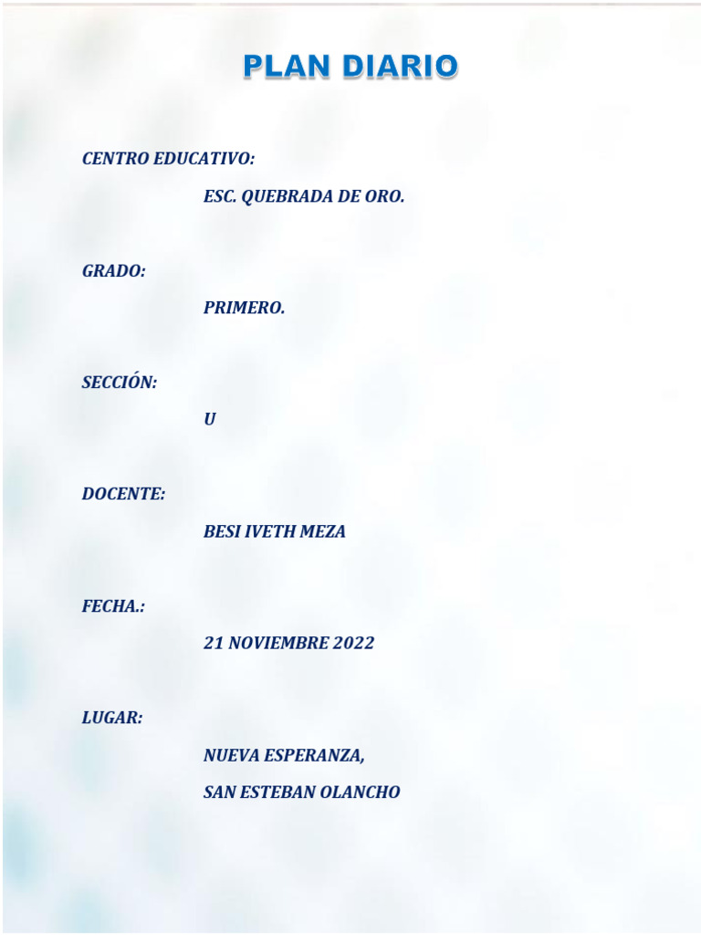 Plan de Clases Diario 9579 | Descargar gratis PDF | Aprendizaje