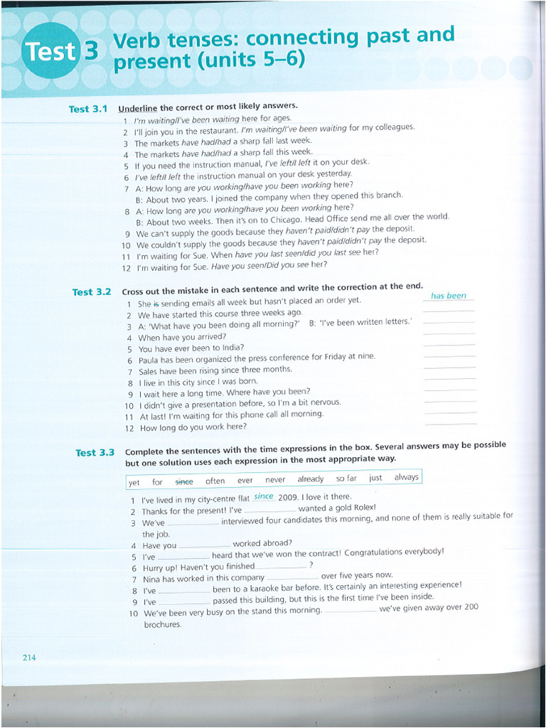BGB UI Test 3 Present & Past Tenses | PDF