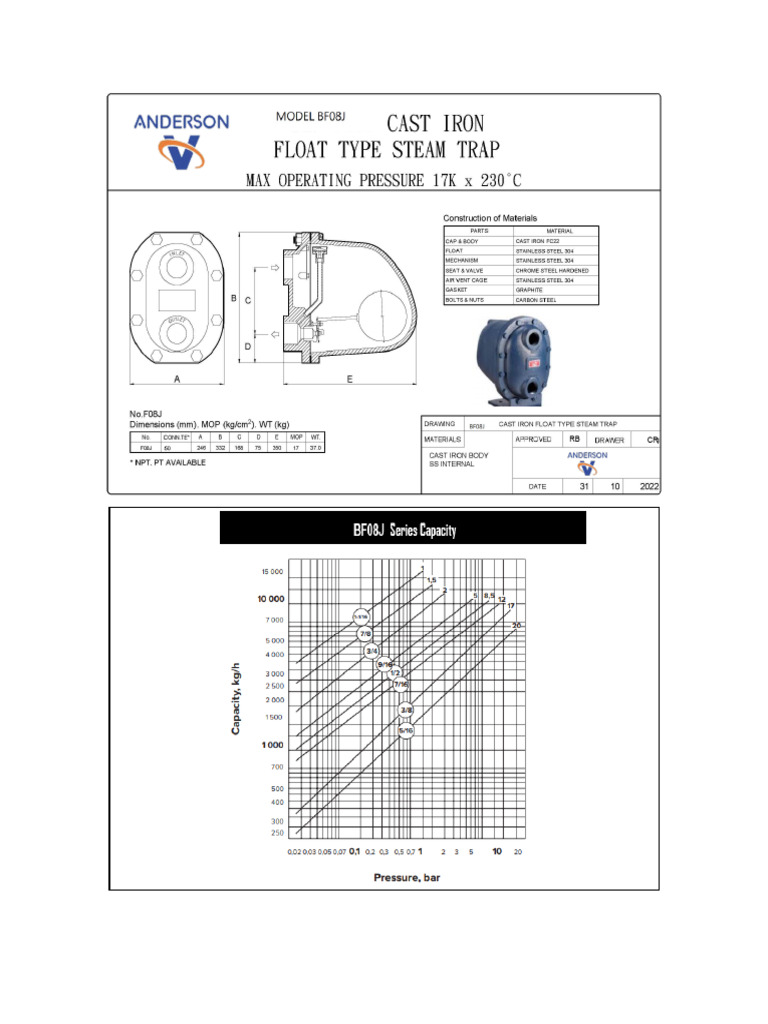 Anderson HC Steam Trap BF08J Series DN 50 | PDF