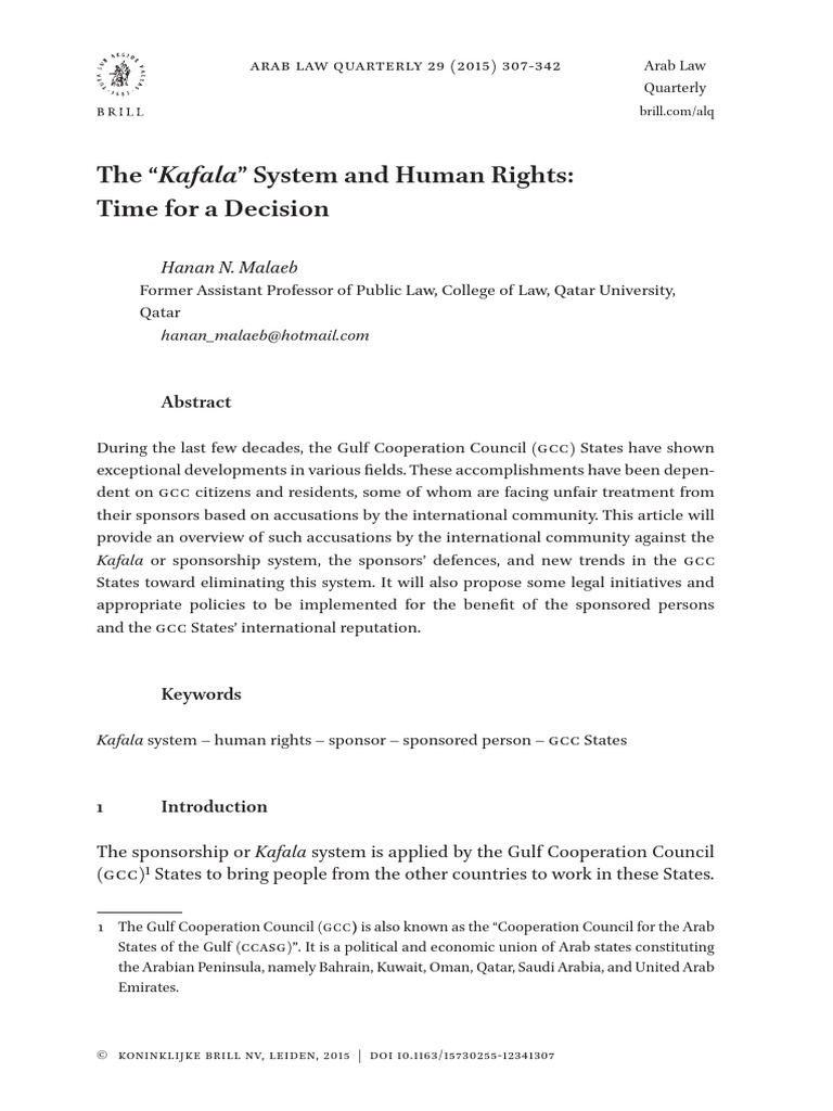 Kafala System: Human Rights Implications | PDF | Migrant Worker ...
