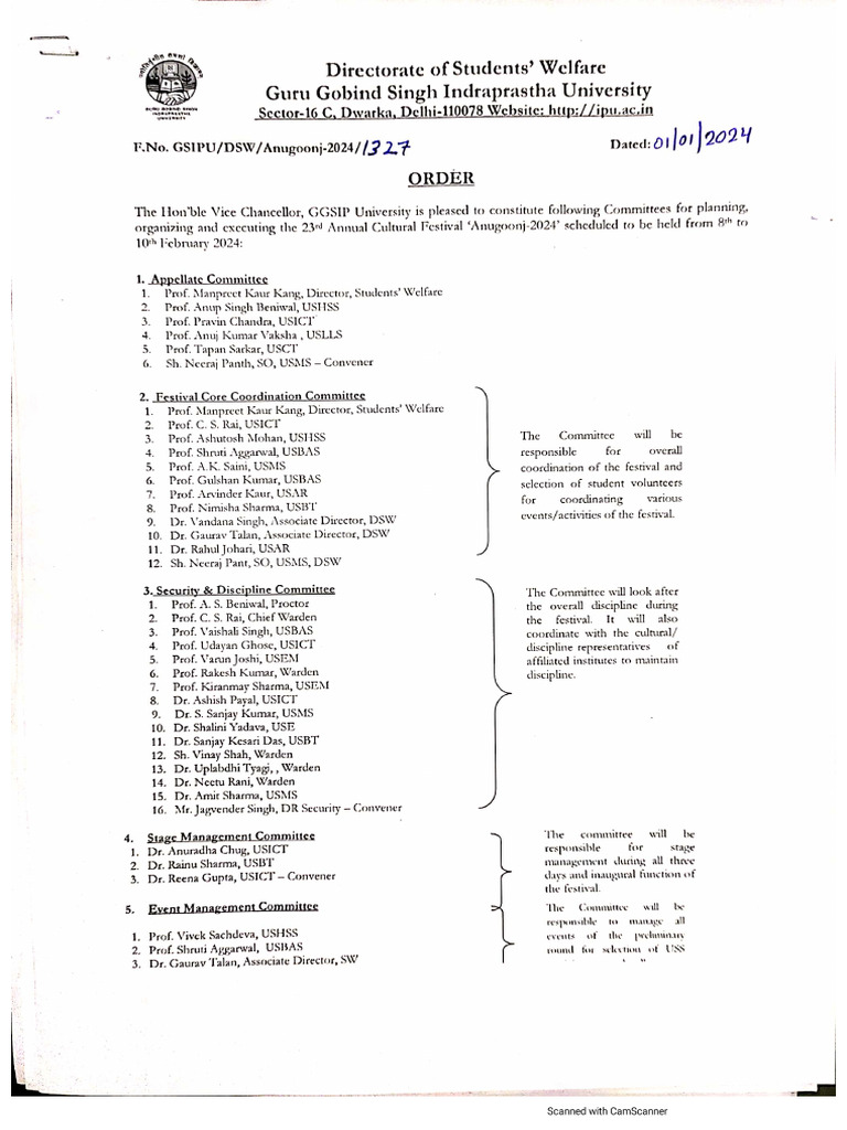 Anugoonj 2024 Committe | PDF