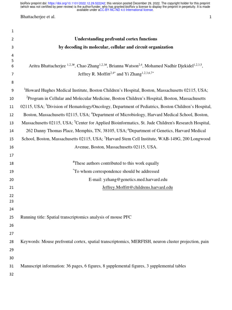 Understanding Prefrontal Cortex Functions by Decoding Its Molecular, Cellular and Circuit ...