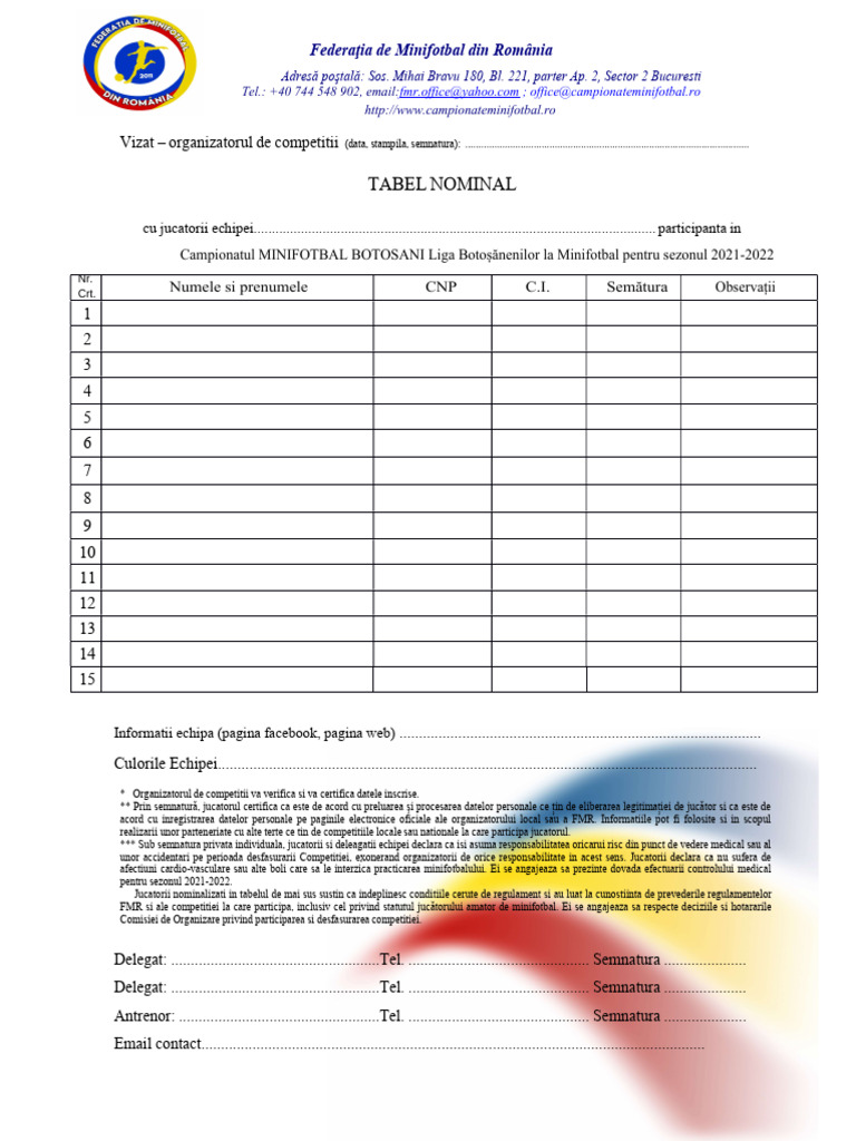 Tabel Jucatori | PDF