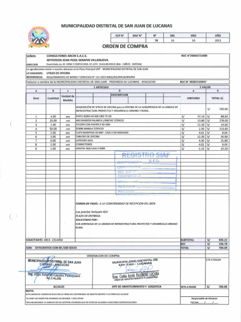 Oc N°78 (Utiles de Oficina - 3° Piso) | PDF
