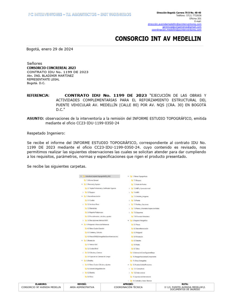 Observaciones a Informe Topográfico IDU 1199 | PDF